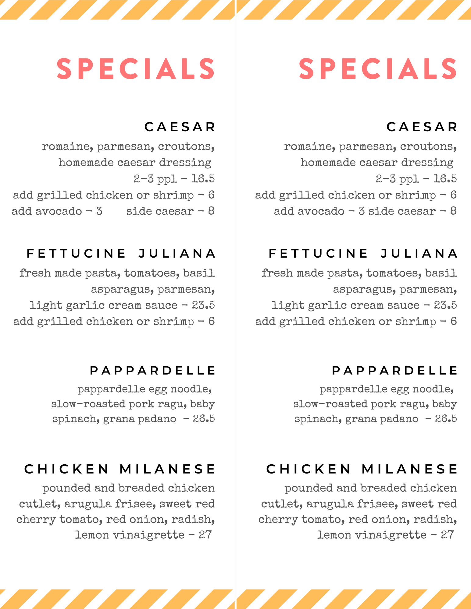 Dinner Menu — Madison