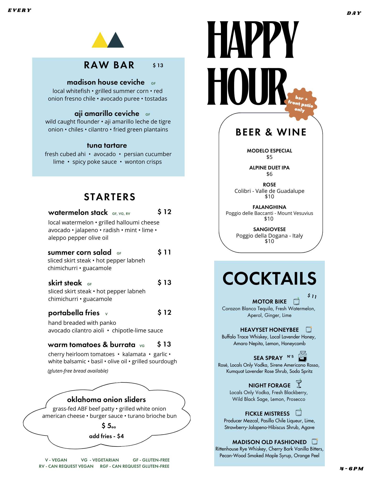 Menu | Madison | San Diego — Madison