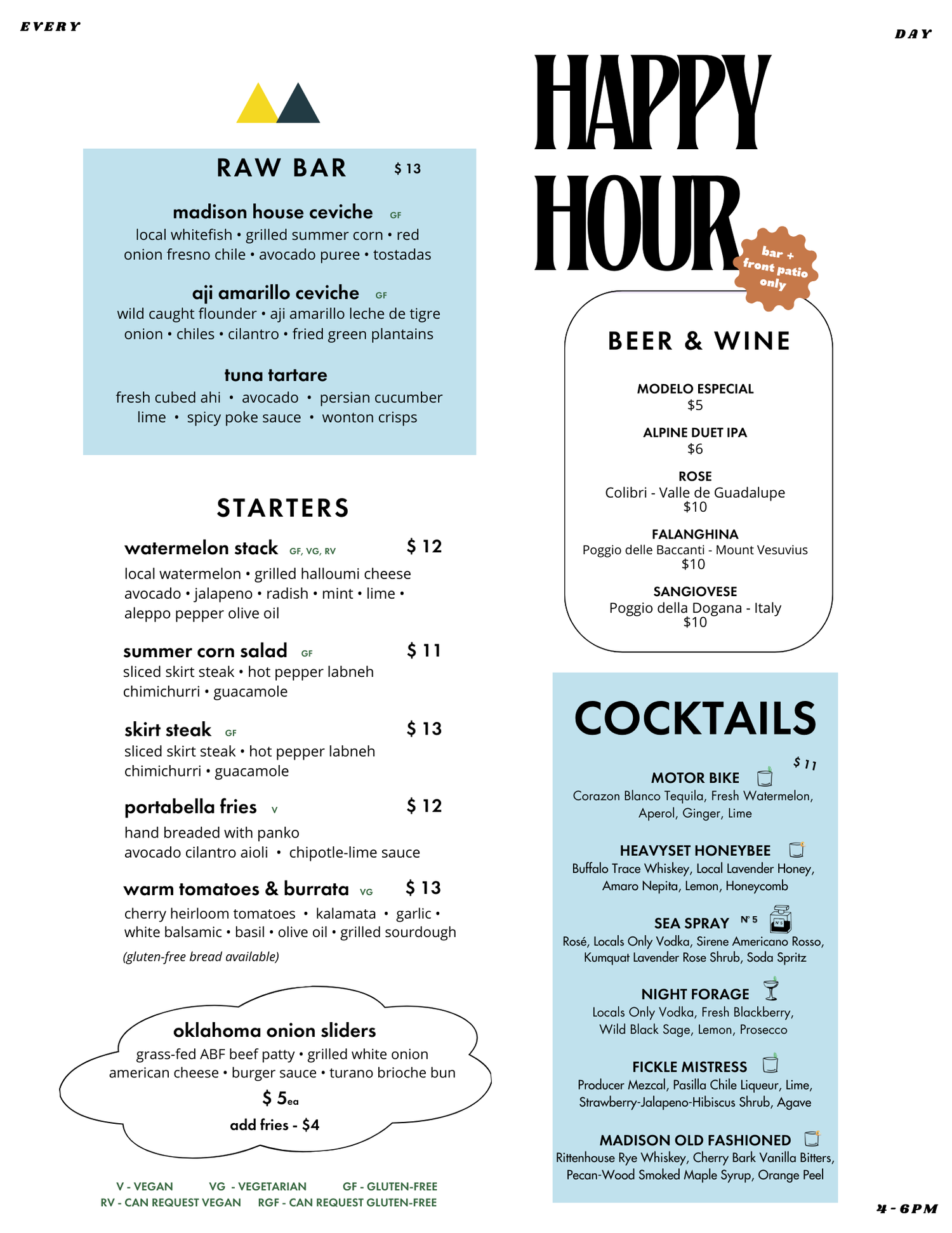 Menu | Madison | San Diego — Madison