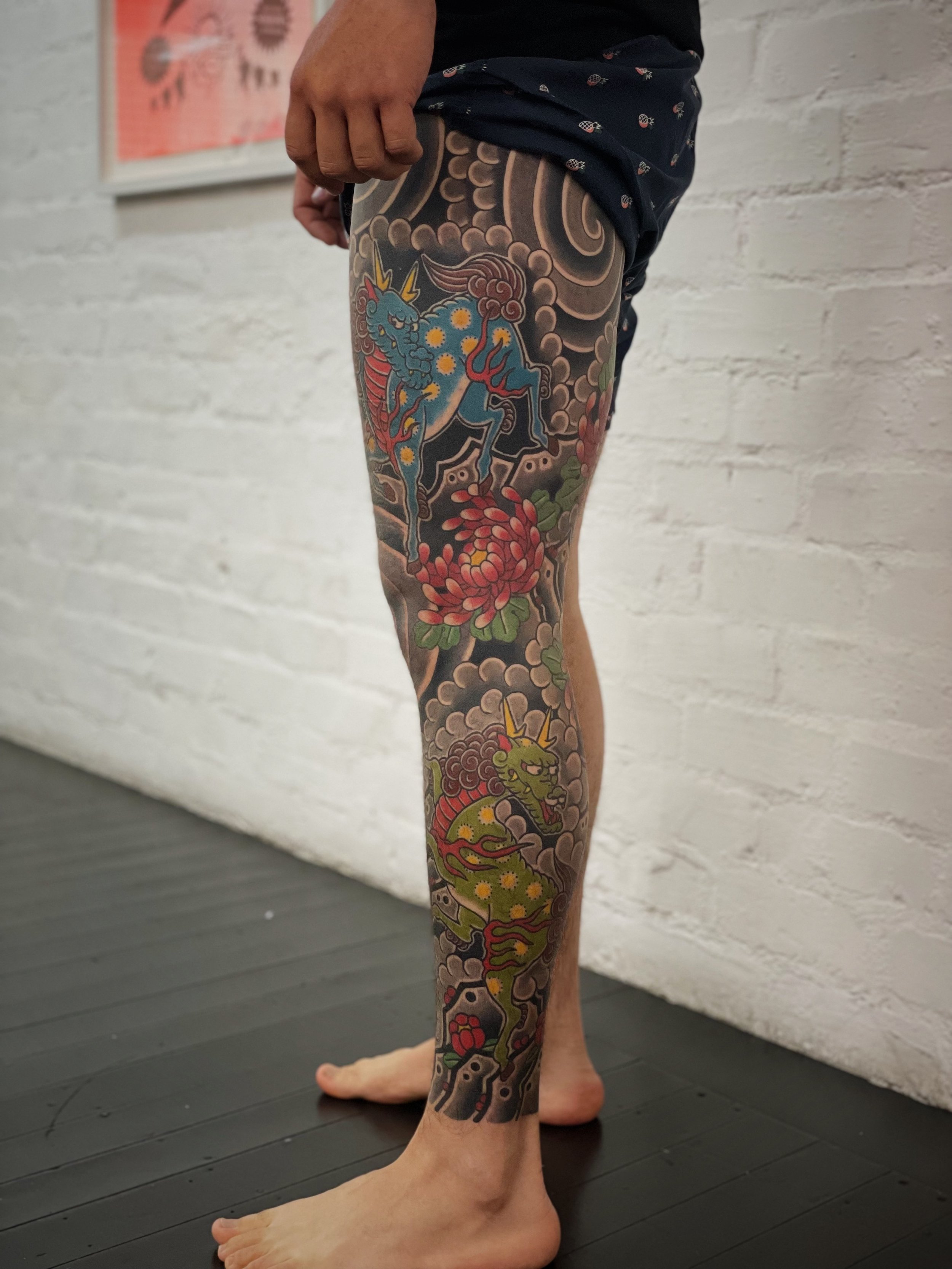 Japanese Snake Leg Tattoo