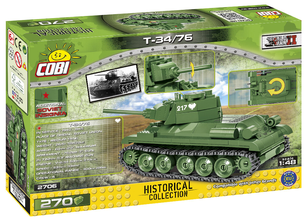 COBI T-34/76 Tank 1:48: Set #2706 — buildCOBI.com Cobi Building Sets