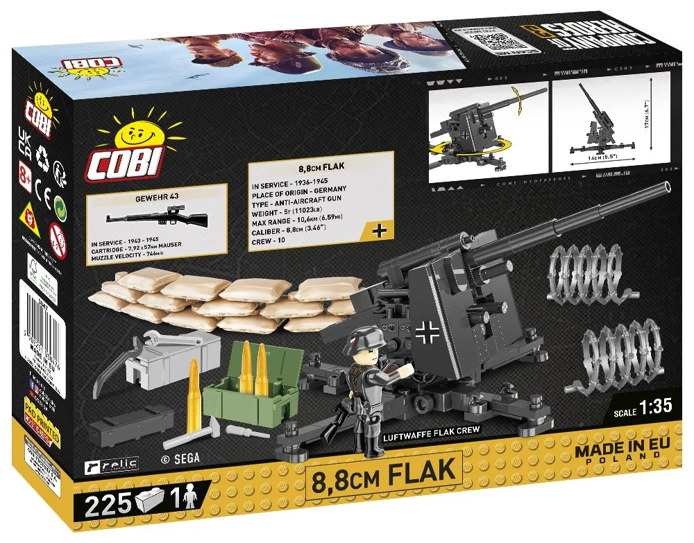 COBI COMPANY OF HEROES 3 8.8cm Flak Artillery Gun : Set #3047 ...