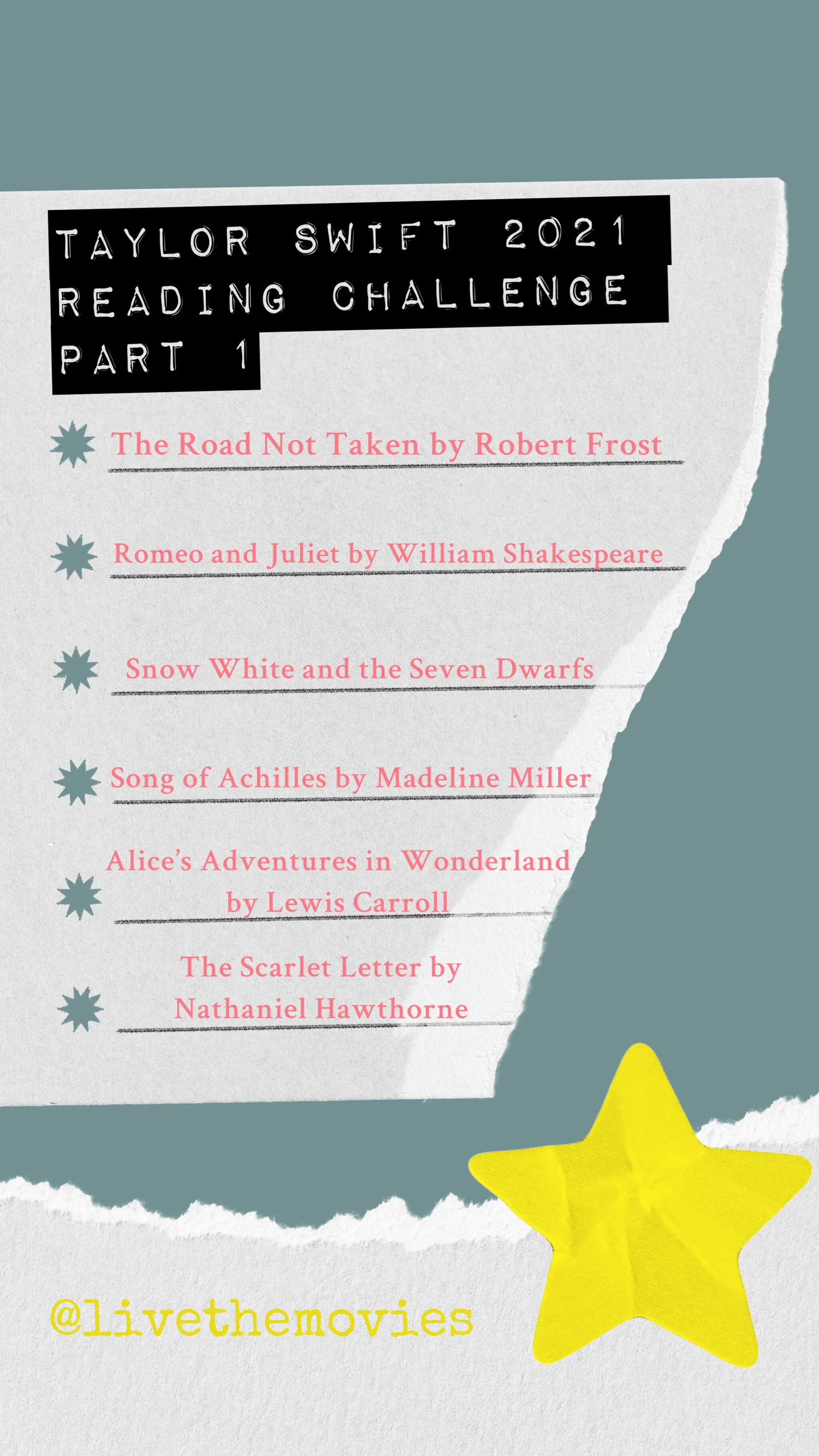 2021 Taylor Swift Reading Challenge — Live the Movies