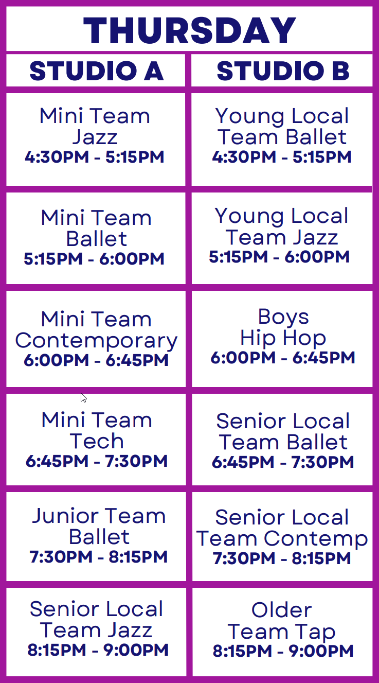 Class Schedule — Fusion Dance Studio
