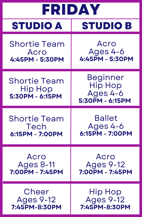 Class Schedule — Fusion Dance Studio