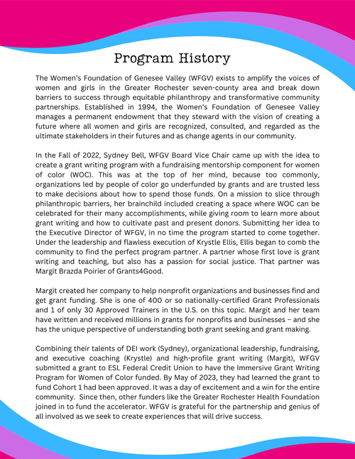 Immersive Grant Writing Program — Women's Foundation of Genesee Valley