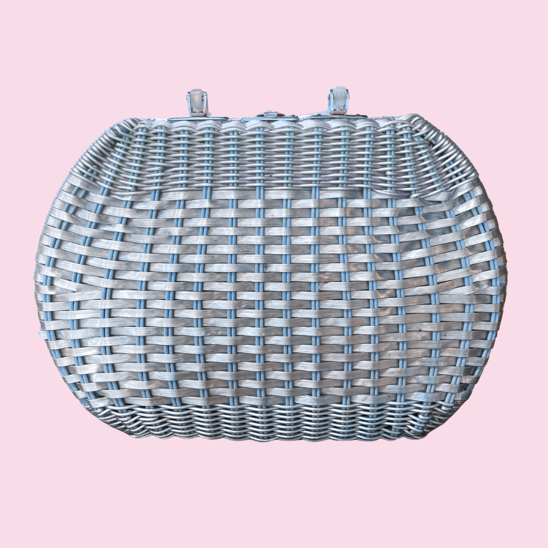 DEMURE 1950's Hand-painted Silver and Blue Floral Hand Fan — Carmine ...