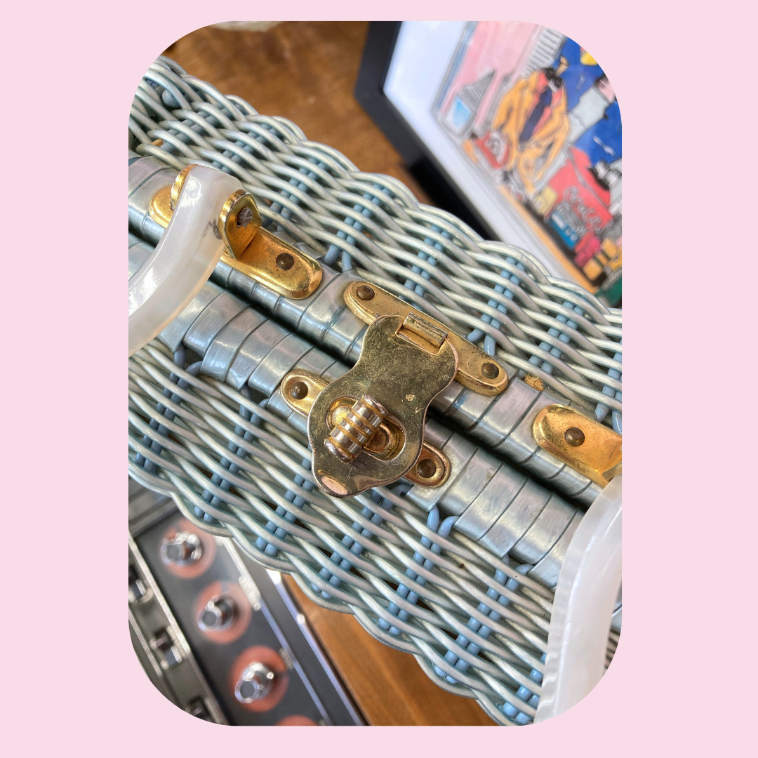 DEMURE 1950's Hand-painted Silver and Blue Floral Hand Fan — Carmine ...