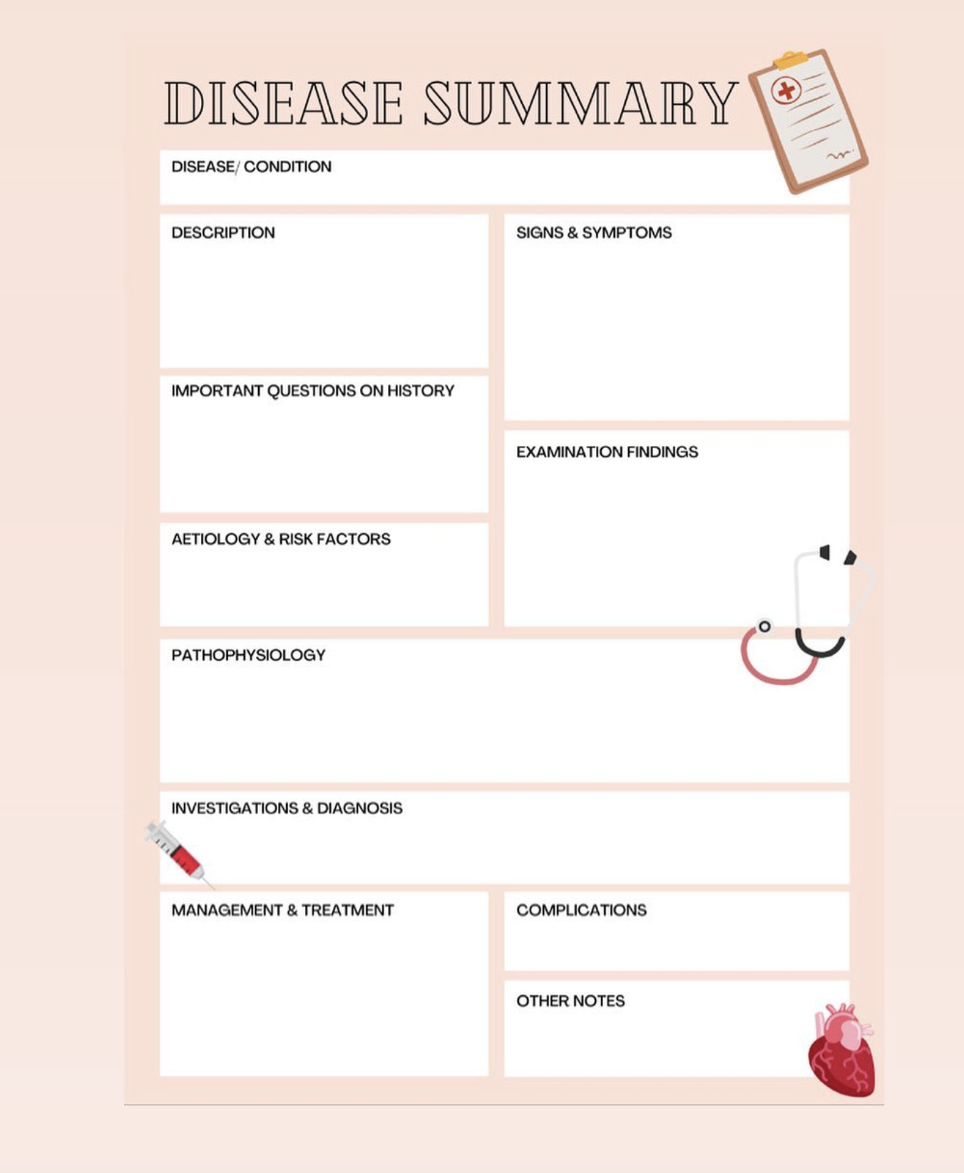 Disease Summaries for Medical Students: A Simple Structure and Approach ...
