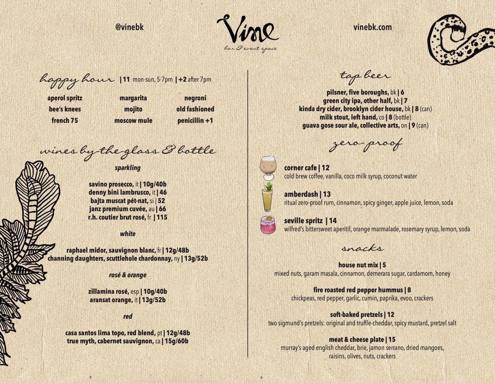 Menu — Vine