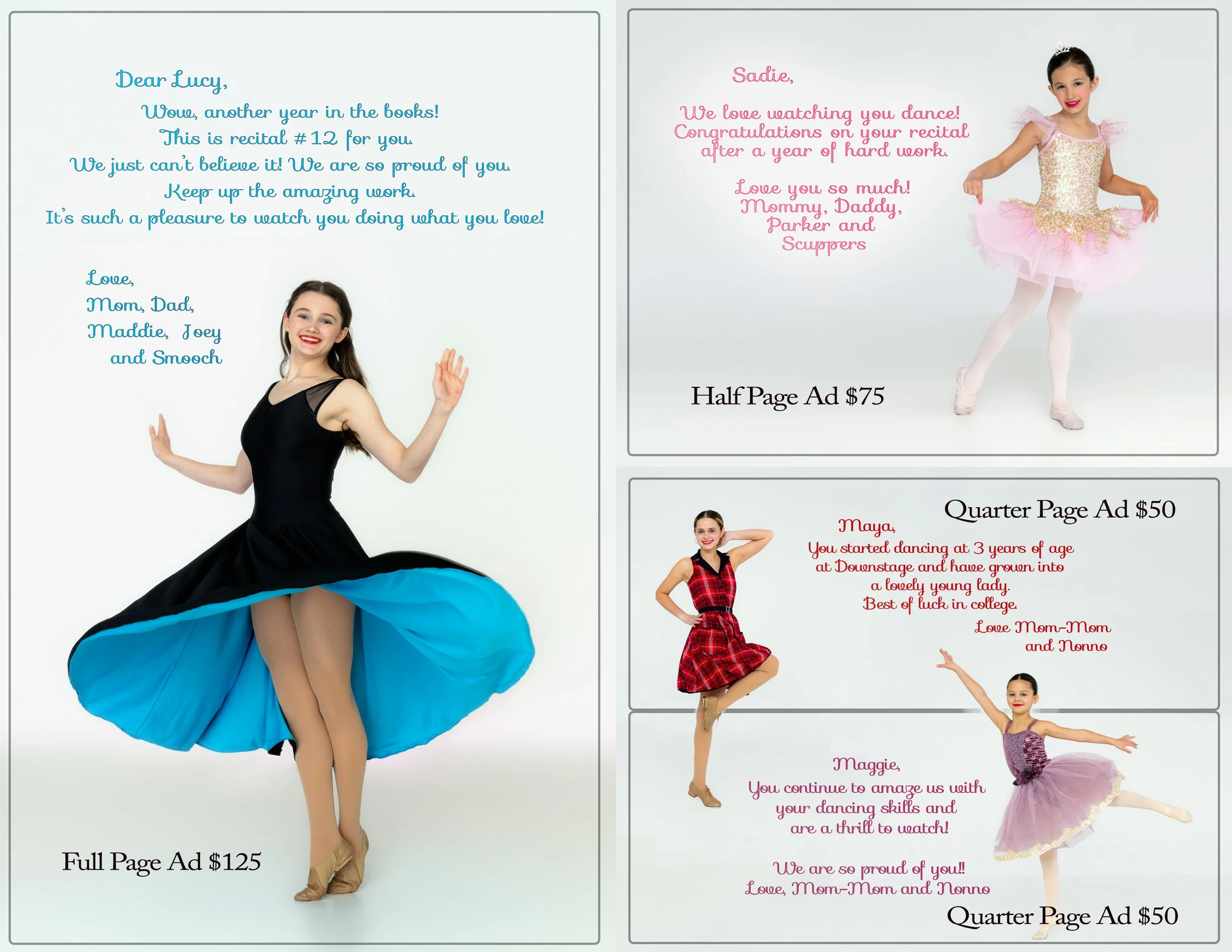 Recital Program Ads — Downstage Center Dance Studio