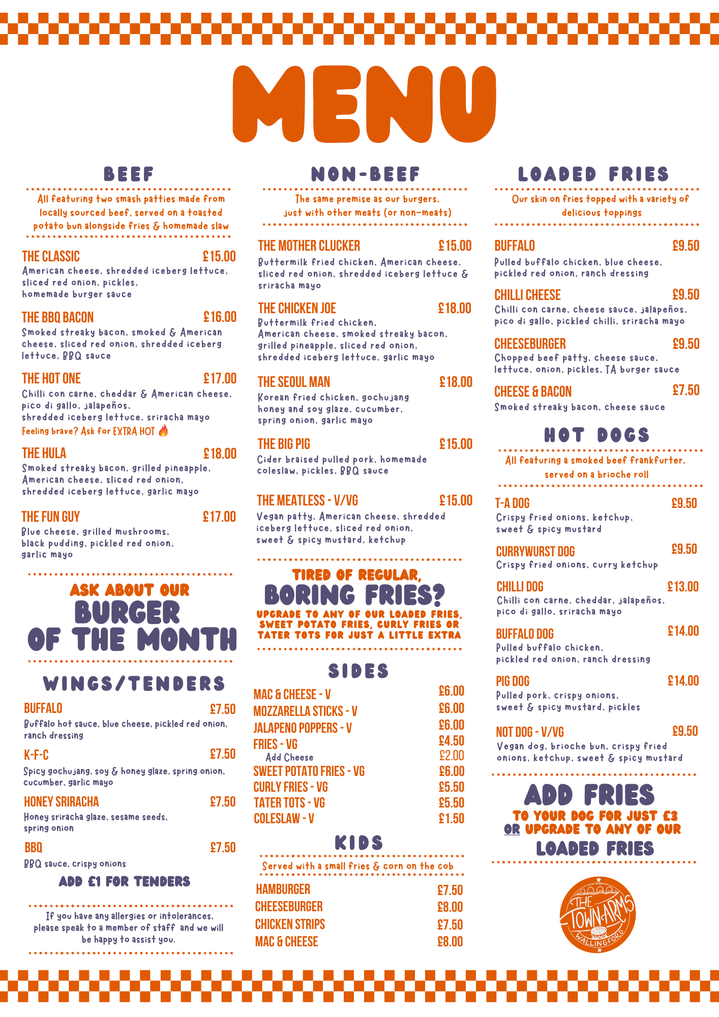 Menus — The Town Arms
