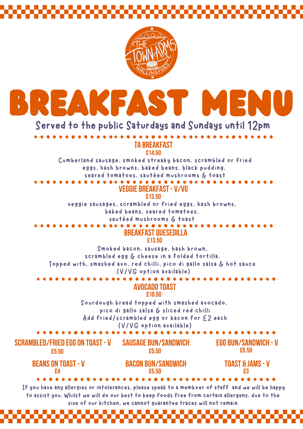 Menus — The Town Arms