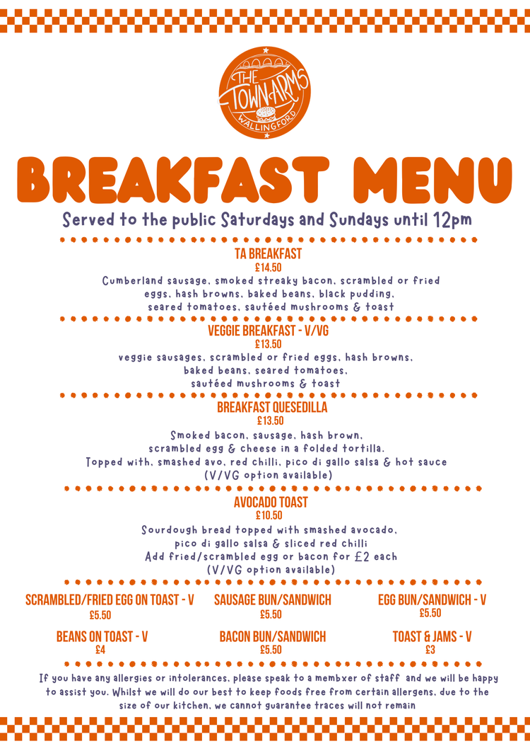Menus — The Town Arms