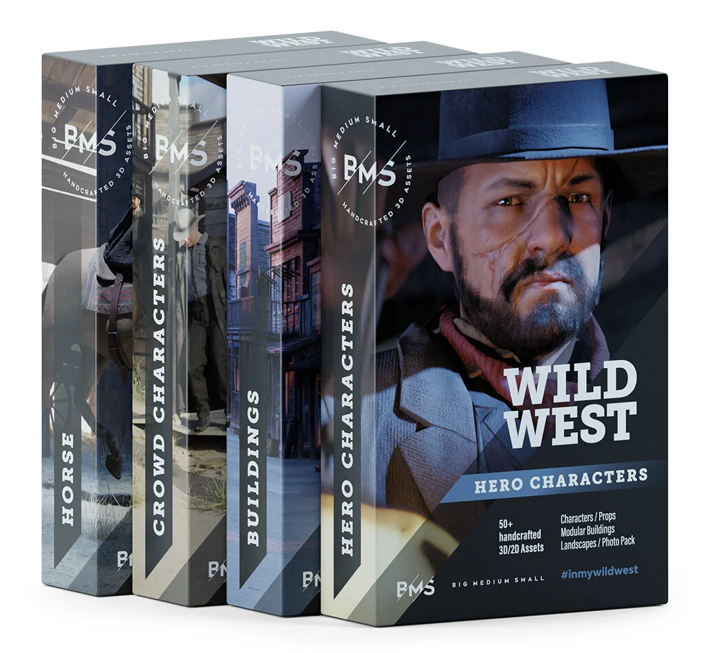 Wild West 3D Asset Pack – Rigged Cowboys, Horses & Props | BMS — BIG ...