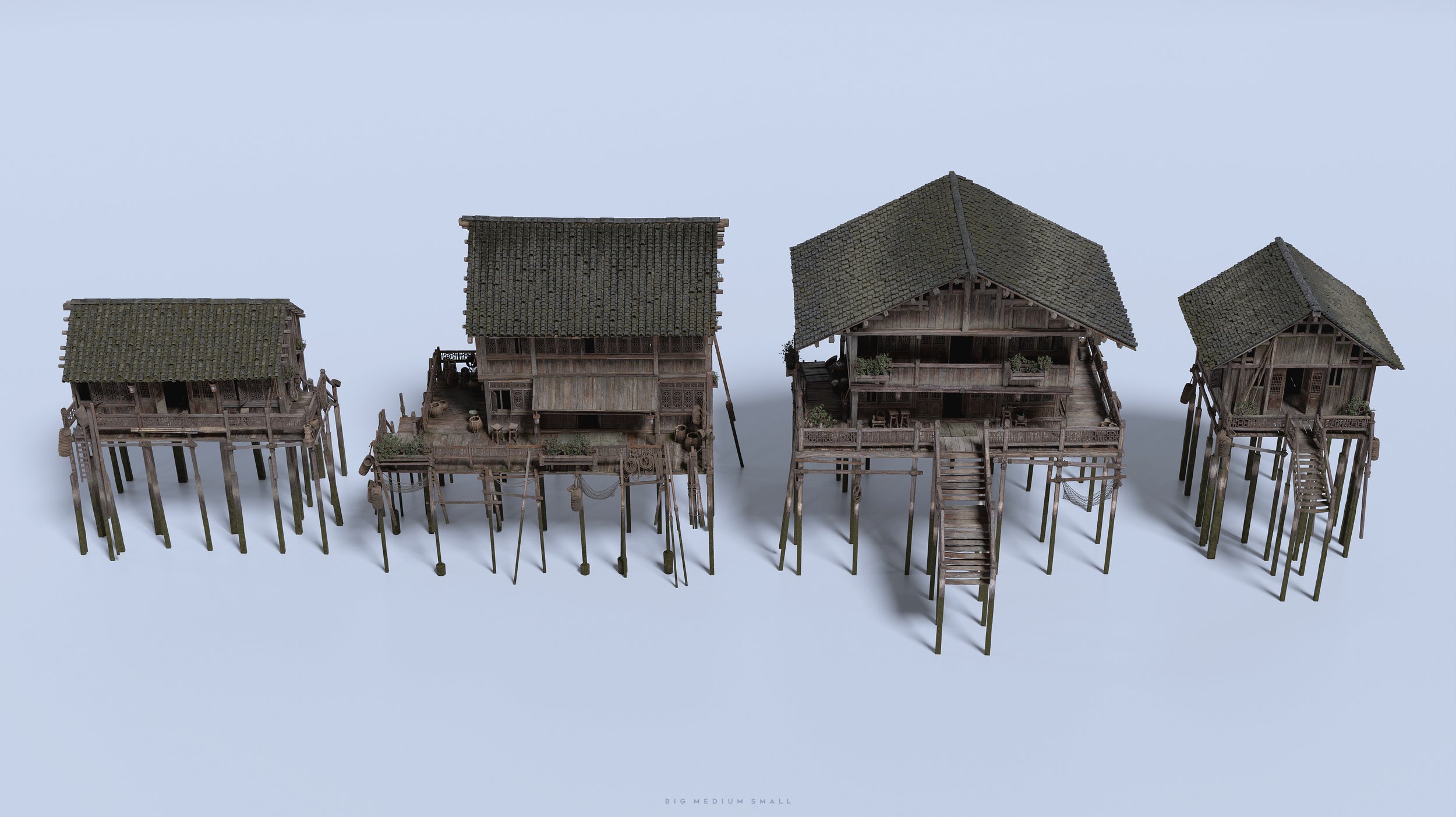 Water Village 3D Asset Pack - Island Buildings, Boats and Characters ...