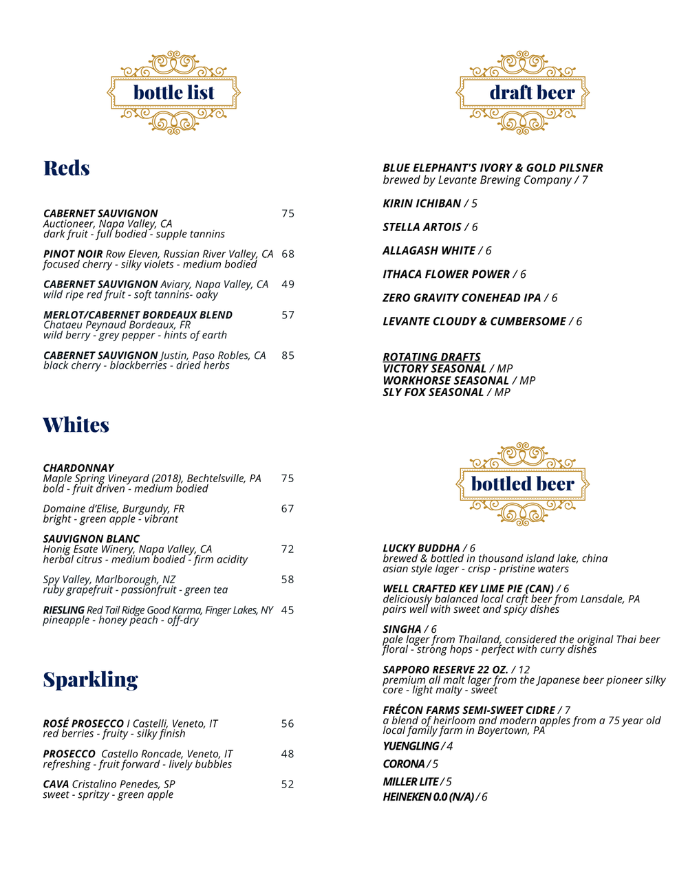Drinks — The Blue Elephant