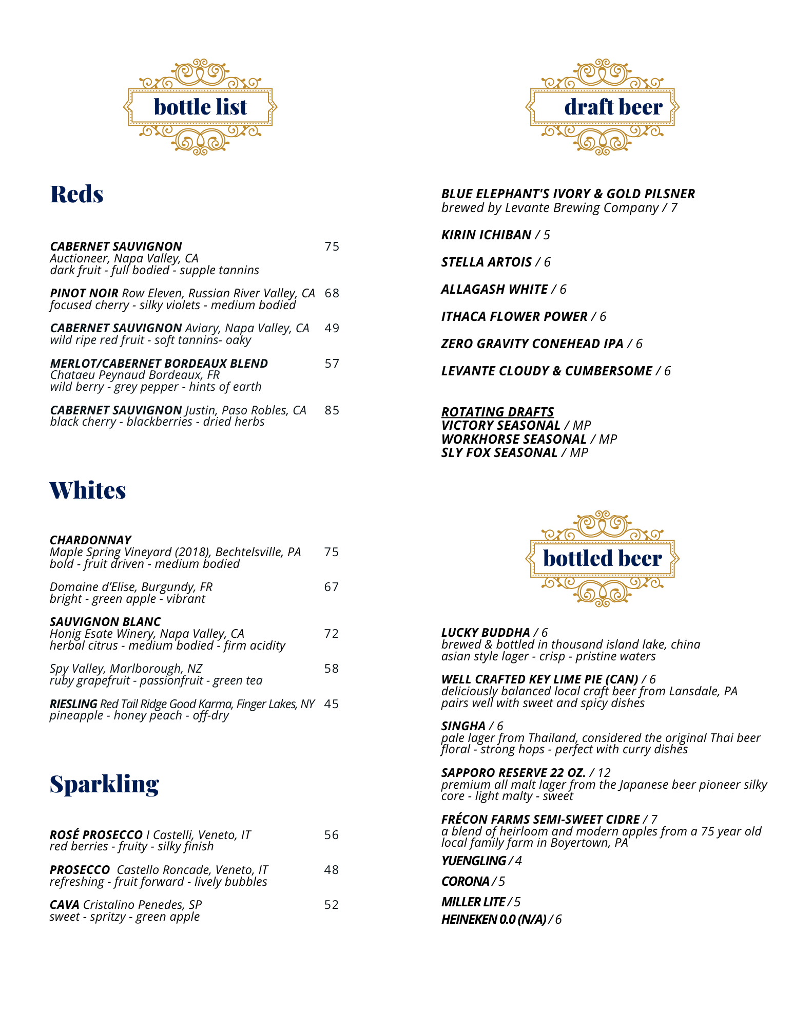 Drinks — The Blue Elephant