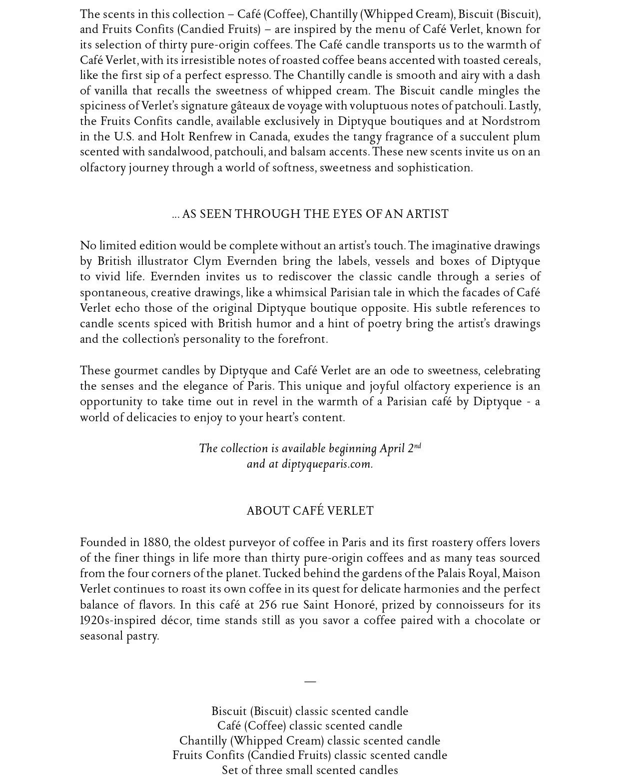 The Art Of Gourmandise: Diptyque Meets Café Verlet — SSI Life