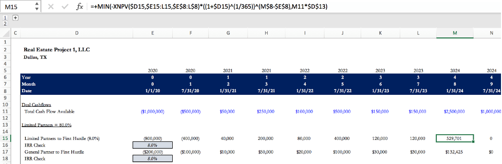 XNPV in Distribution Waterfall Calculation — Top Shelf® Models