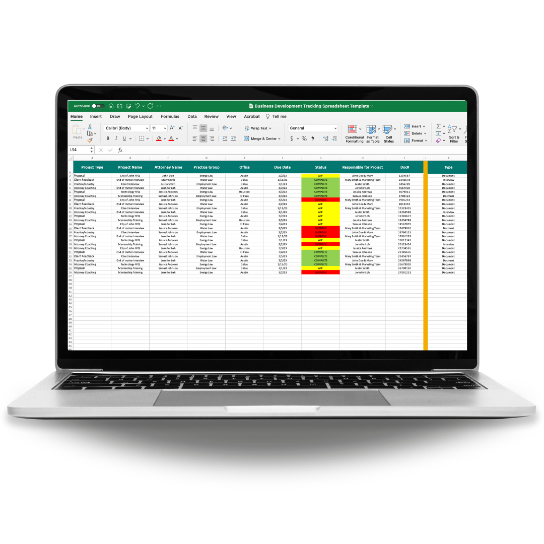 FREE Business Development Tracking Spreadsheet — Society 54