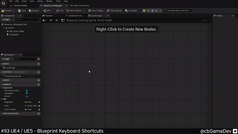 QUICK DEV TIP #93 UE4 / UE5 - BLUEPRINT KEYBOARD SHORTCUTS — CBgameDev