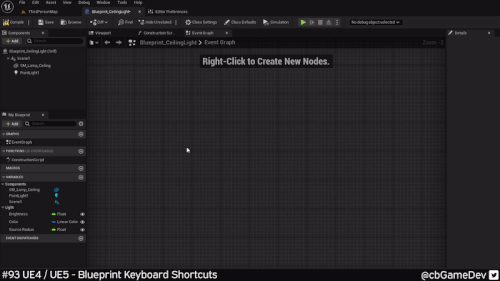 QUICK DEV TIP #93 UE4 / UE5 - BLUEPRINT KEYBOARD SHORTCUTS — CBgameDev