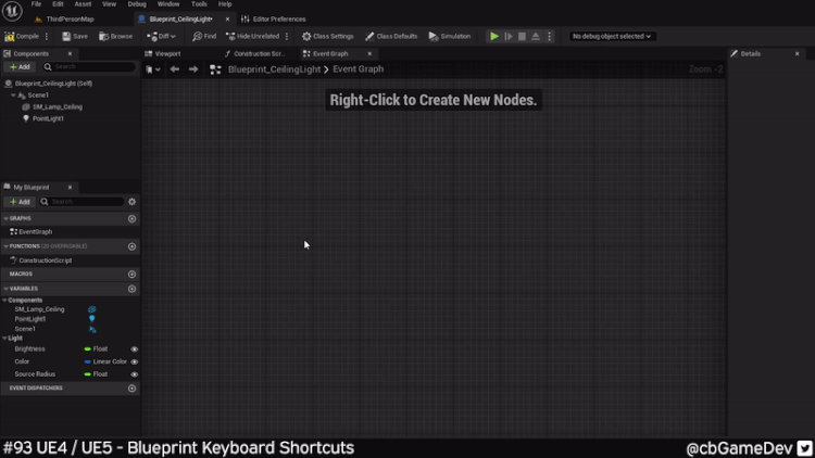 QUICK DEV TIP #93 UE4 / UE5 - BLUEPRINT KEYBOARD SHORTCUTS — CBgameDev