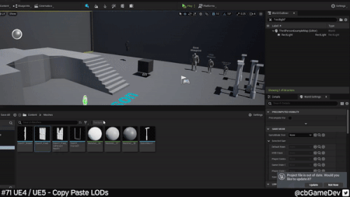 QUICK DEV TIP #71 UE4 / UE5 - COPY PASTE LODs — CBgameDev