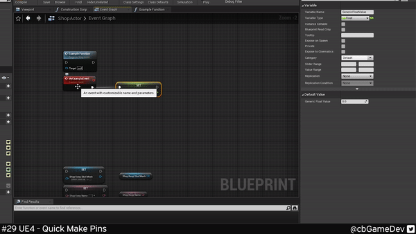 QUICK DEV TIP #29 UE4 - Quick Make Pins — CBgameDev