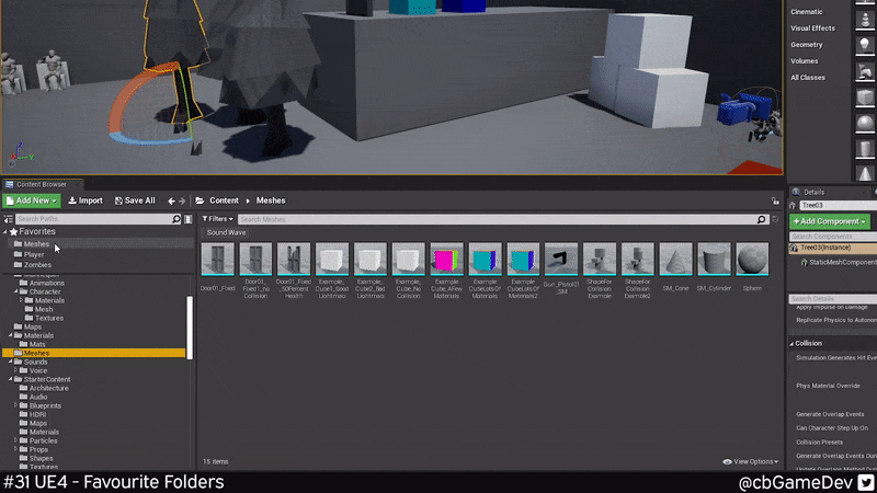 QUICK DEV TIP #31 UE4 - Favourite Folders — CBgameDev