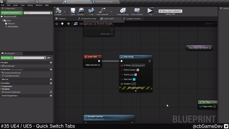QUICK DEV TIP #35 UE4 / UE5 - Quick Switch Tabs — CBgameDev