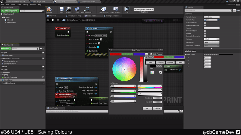 QUICK DEV TIP #36 UE4 / UE5 - Saving Colours — CBgameDev