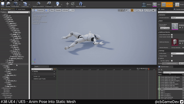 QUICK DEV TIP #38 UE4 / UE5 - Animation Pose Into Static Mesh — CBgameDev