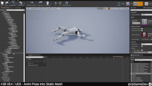 QUICK DEV TIP #38 UE4 / UE5 - Animation Pose Into Static Mesh — CBgameDev