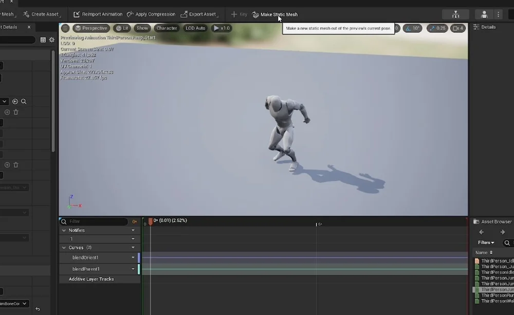 QUICK DEV TIP #38 UE4 / UE5 - Animation Pose Into Static Mesh — CBgameDev