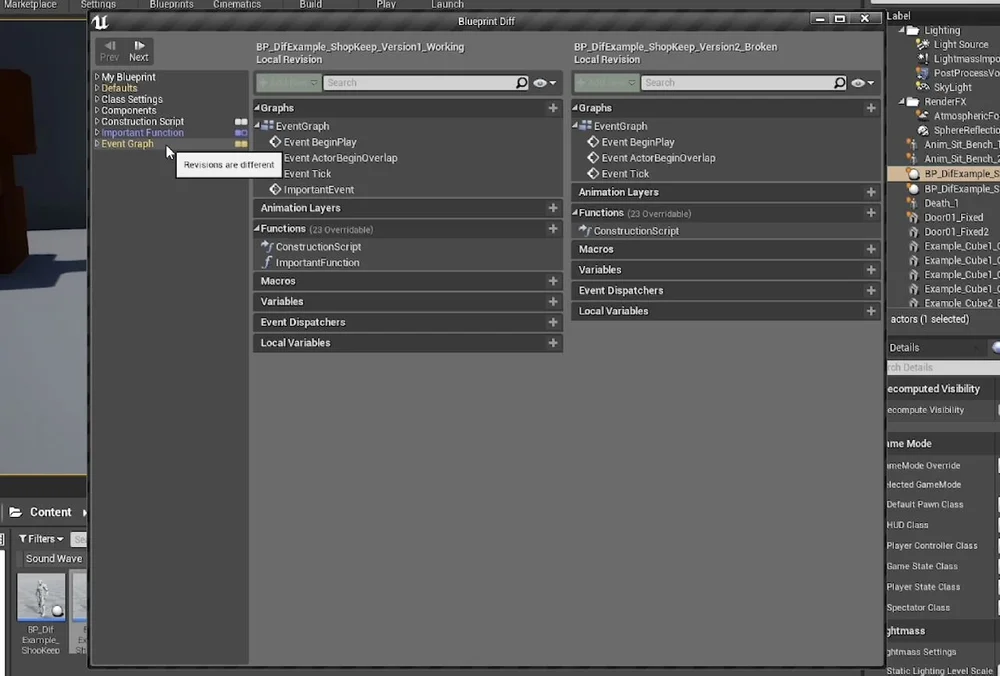 QUICK DEV TIP #40 UE4 / UE5 - Diffing Blueprints — CBgameDev