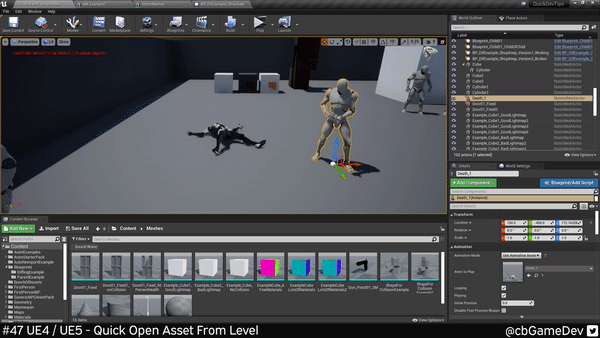 QUICK DEV TIP #47 UE4 / UE5 - QUICK OPEN LEVEL ASSET — CBgameDev