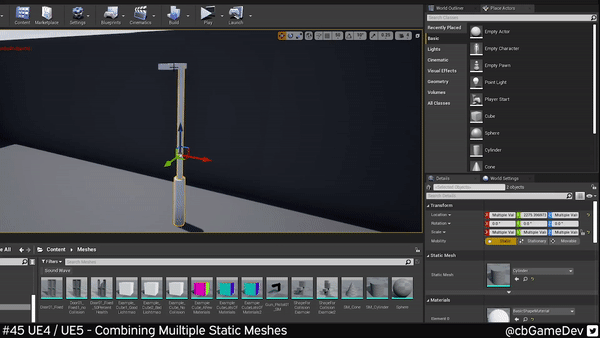 QUICK DEV TIP #45 UE4 / UE5 - COMBINING MULTIPLE STATIC MESHES — CBgameDev