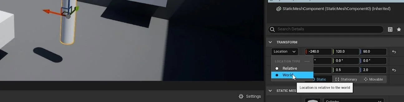 QUICK DEV TIP #44 UE4 / UE5 - RELATIVE AND WORLD TRANSFORMS — CBgameDev