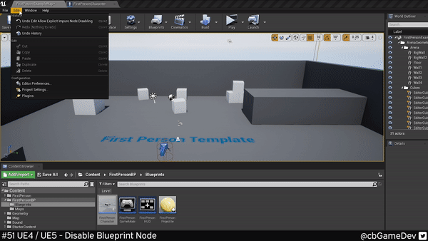 Quick Dev Tip 51 Ue4 Ue5 Disable Blueprint Node — Cbgamedev