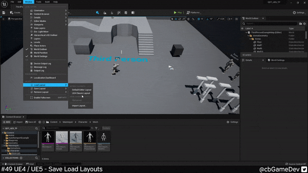 QUICK DEV TIP #49 UE4 / UE5 - SAVE LOAD LAYOUTS — CBgameDev