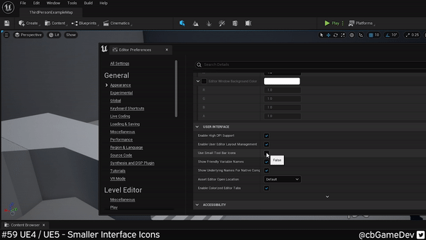 QUICK DEV TIP #59 UE4 / UE5 - SMALLER INTERFACE ICONS — CBgameDev