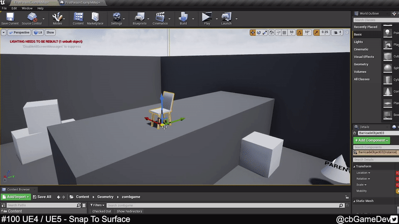 Quick Dev Tip 100 Ue4 Ue5 Snap To Surface — Cbgamedev