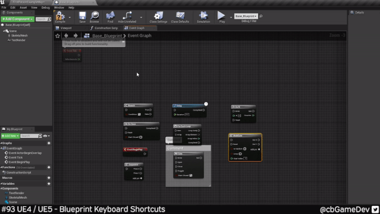 QUICK DEV TIP #93 UE4 / UE5 - BLUEPRINT KEYBOARD SHORTCUTS — CBgameDev
