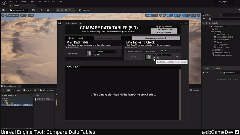Compare Data tables Tool for Unreal Engine — CBgameDev