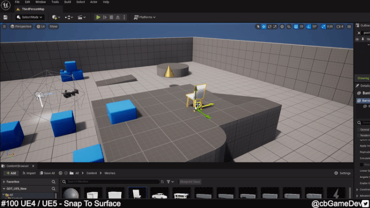 QUICK DEV TIP #100 UE4 / UE5 - Snap To Surface — CBgameDev