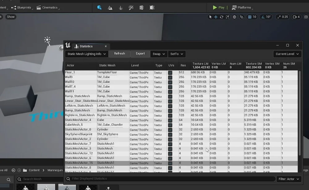 QUICK DEV TIP #53 UE4 / UE5 - LIGHT MAP STATISTICS — CBgameDev
