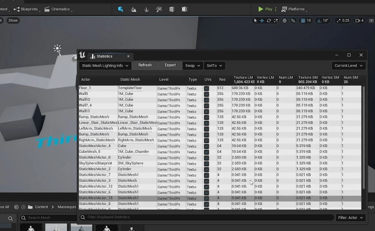 QUICK DEV TIP #53 UE4 / UE5 - LIGHT MAP STATISTICS — CBgameDev