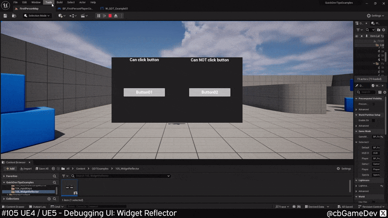 QUICK DEV TIP #105 UE4 / UE5 - Debugging UI With The Widget Reflector — CBgameDev
